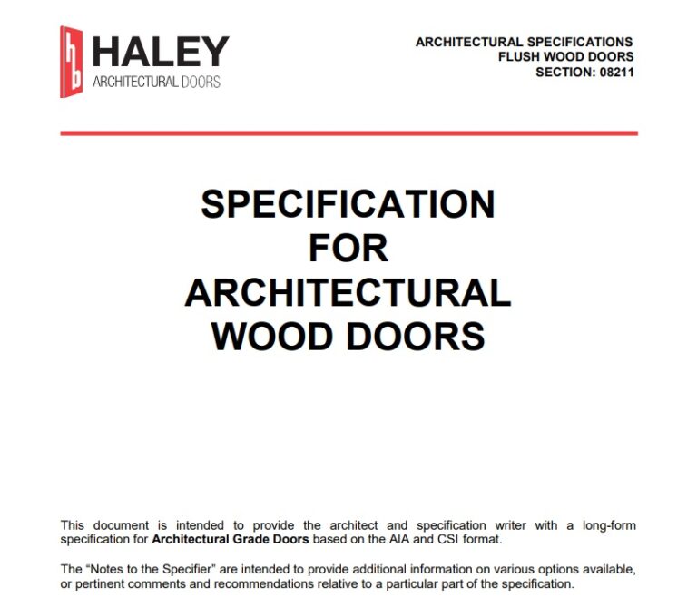 Specifications - Haley Bros